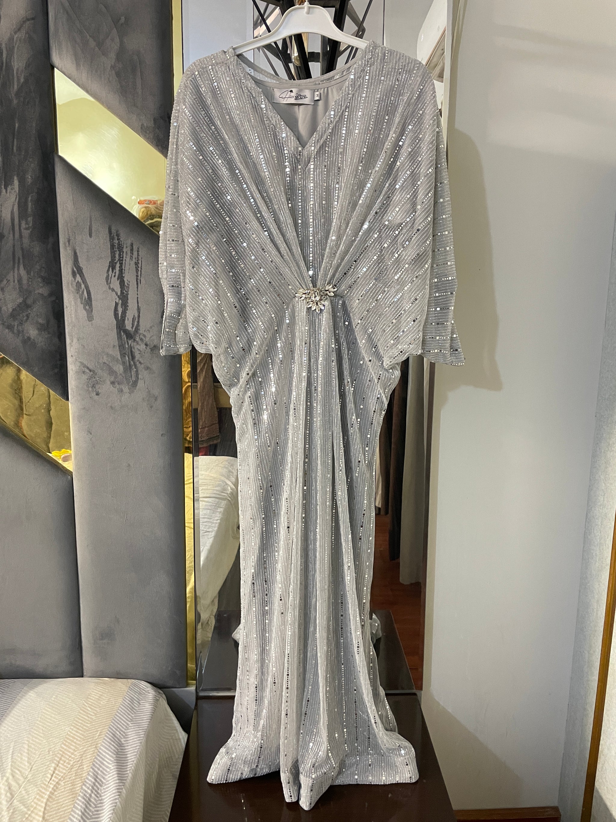 Silver Moonlight Sequins Kaftan