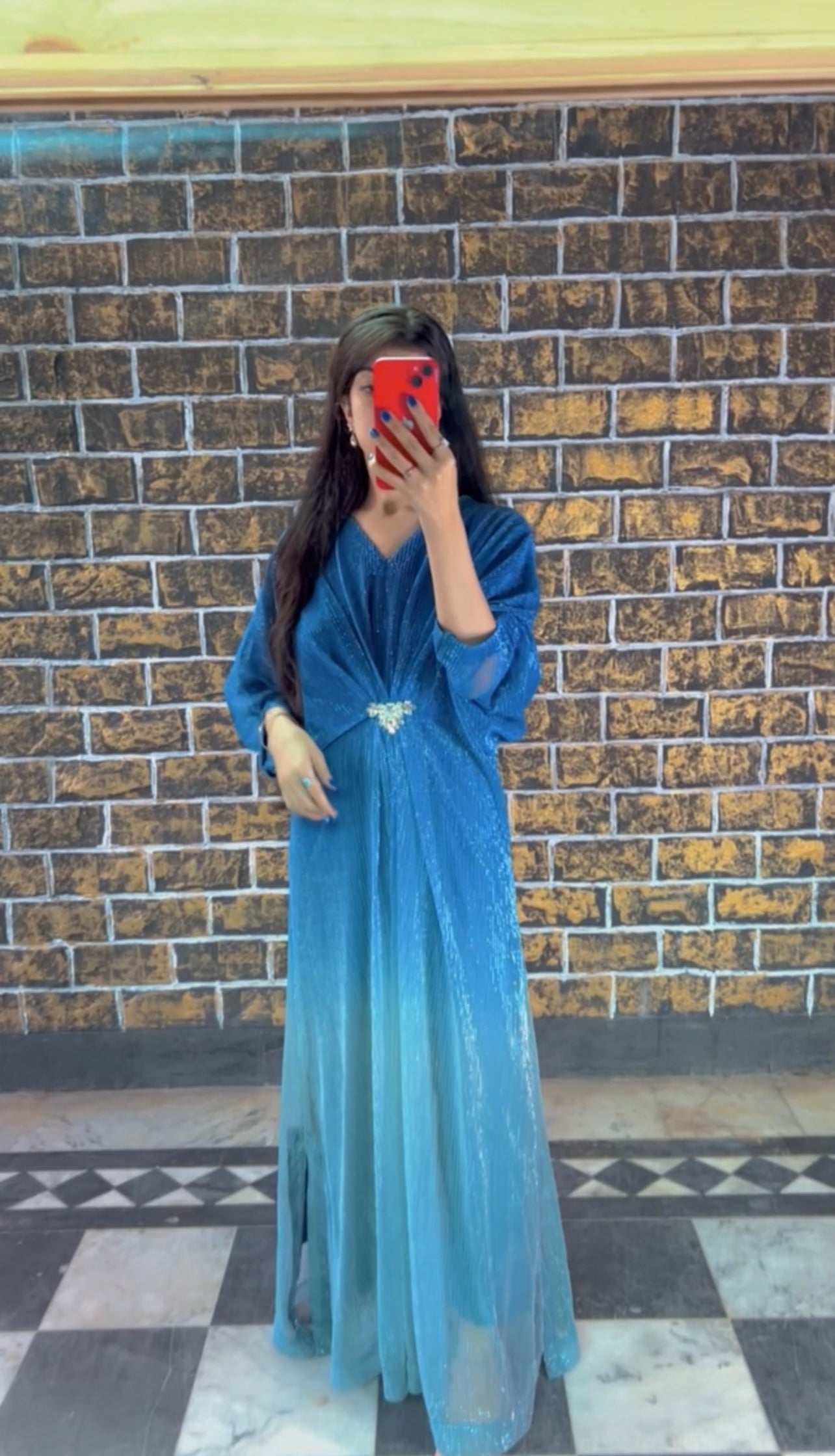Sapphire Blue Two-Tone Moonlight Kaftan